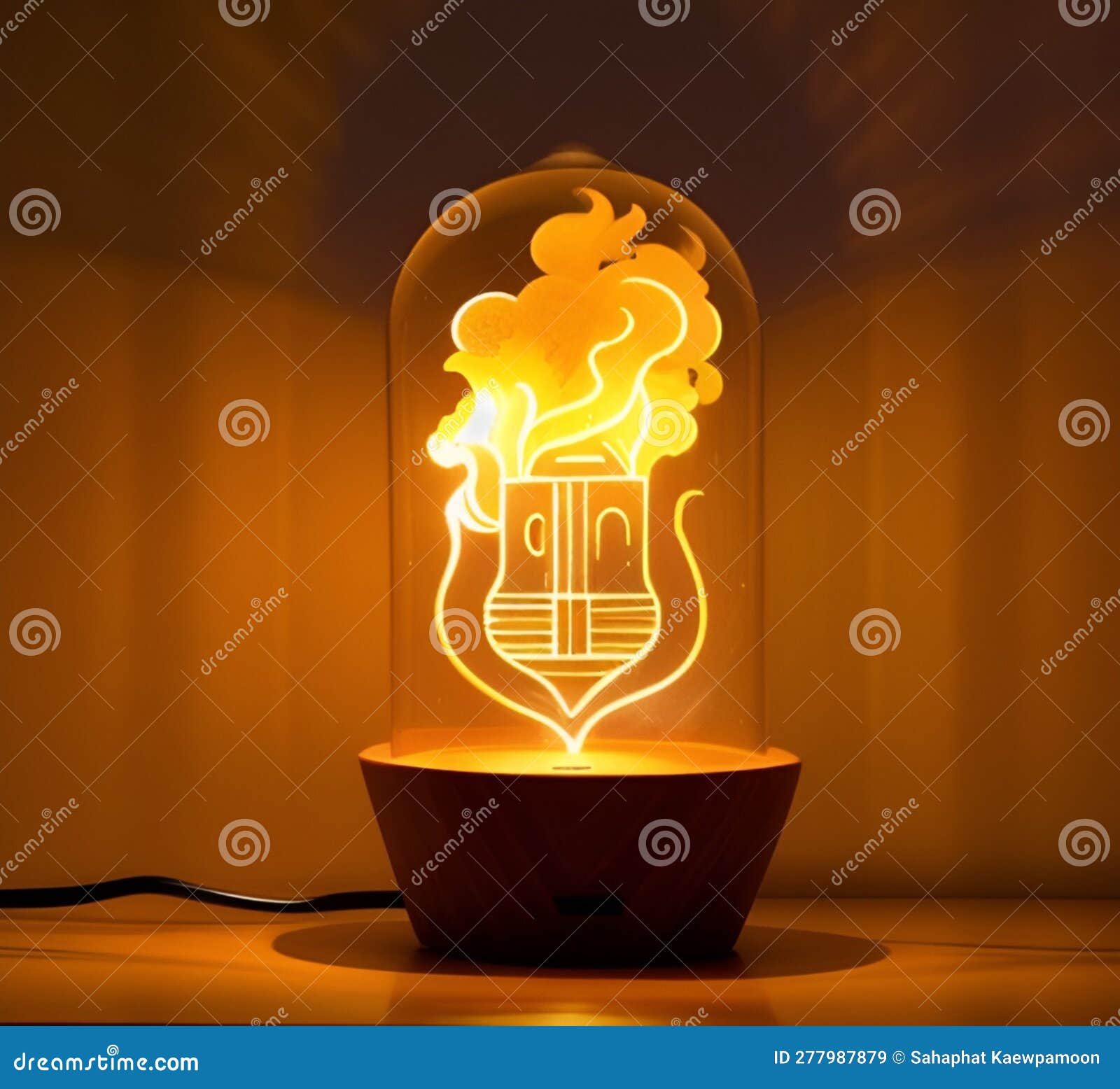 Illustration of a Lightbulb with a Fire in it. Stock Illustration ...