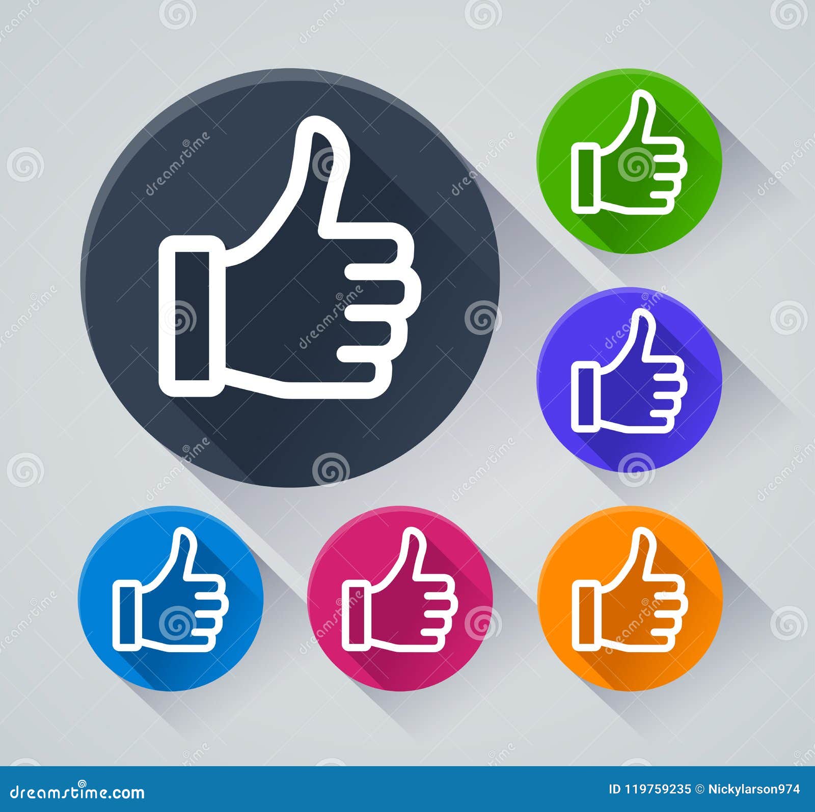Like Circle Icons with Shadow Stock Vector - Illustration of icon, blue ...