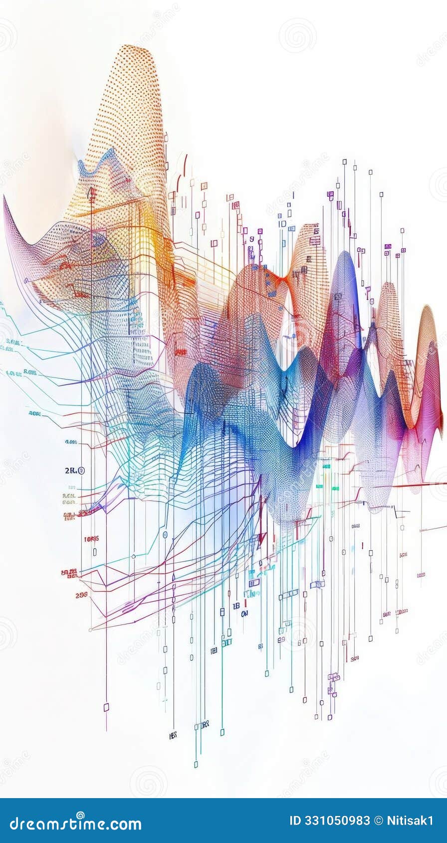 Illustration of a Line Graph with AI Text Integrated into the Design on ...
