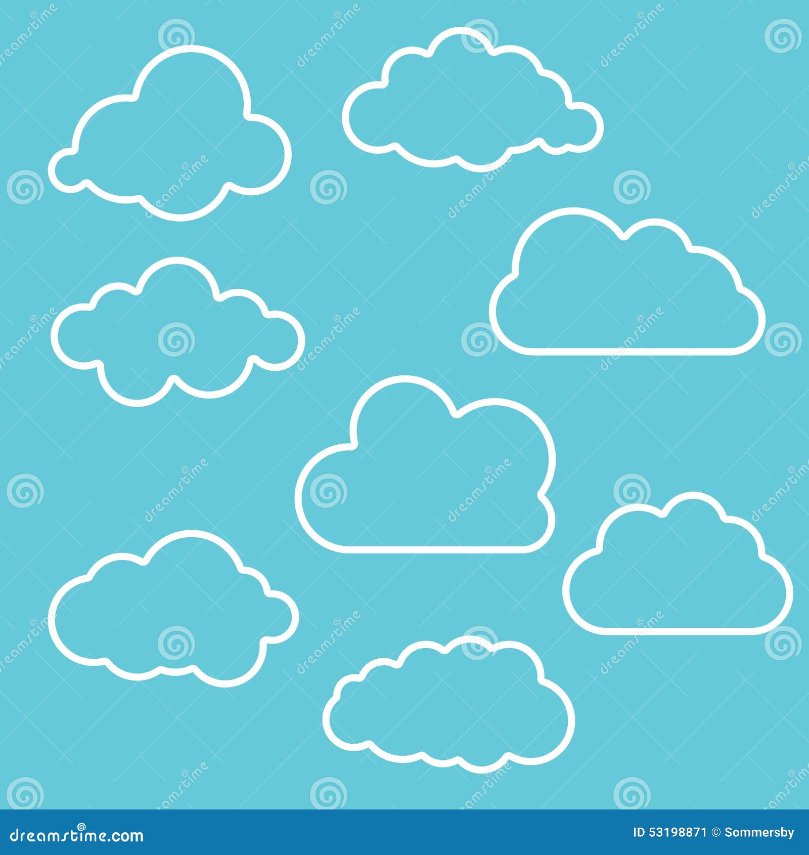 Illustration of Linear Clouds Collection Stock Vector - Illustration of ...