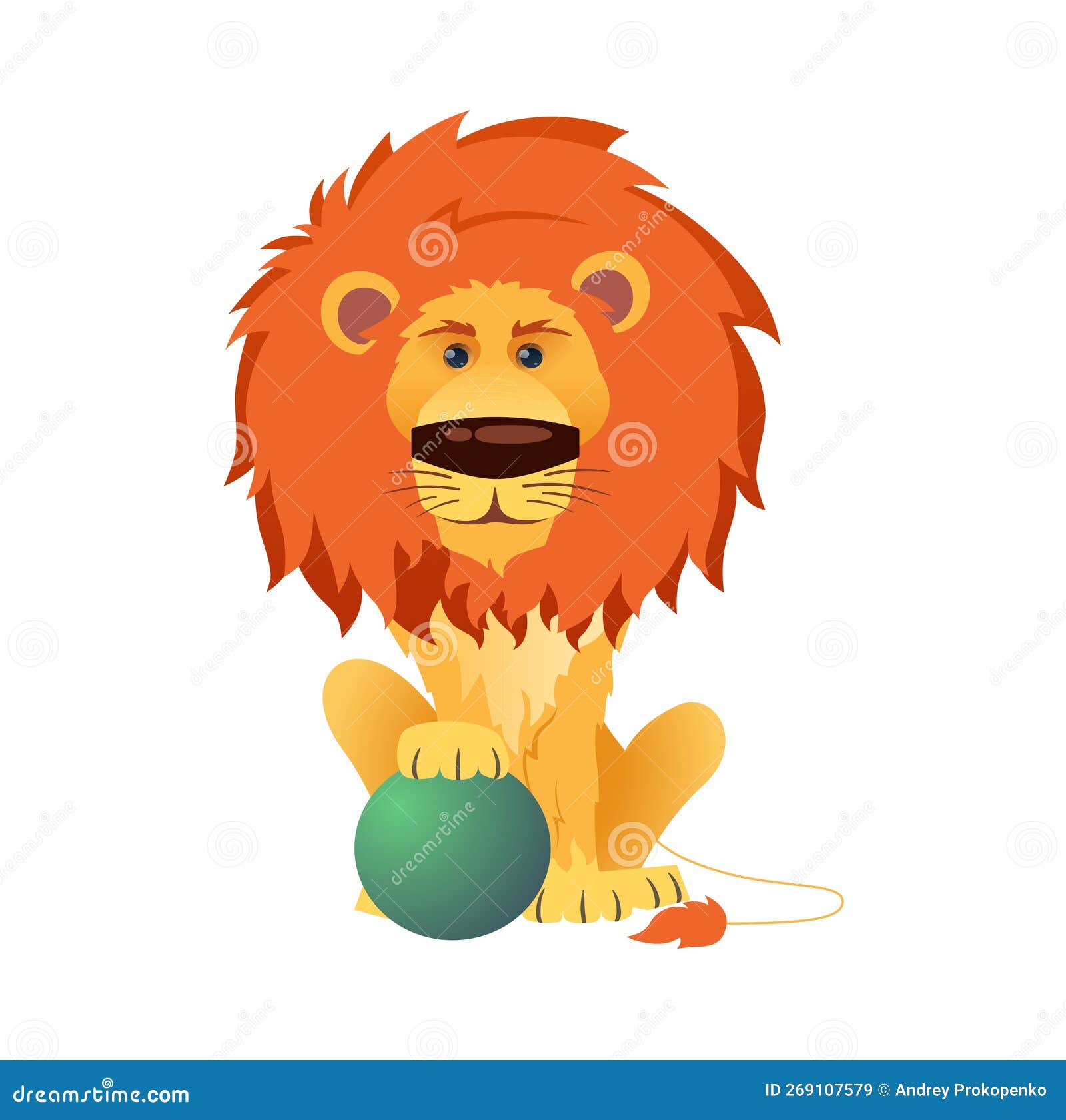 Illustration of a Lion with a Ball Stock Vector - Illustration of brand ...