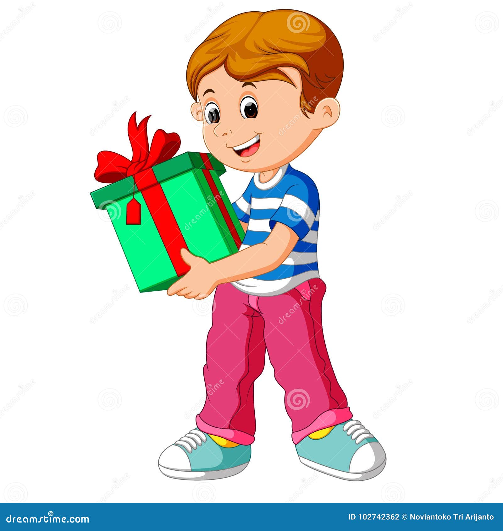 Little Boy Holding a Gift Box Stock Vector - Illustration of carry ...