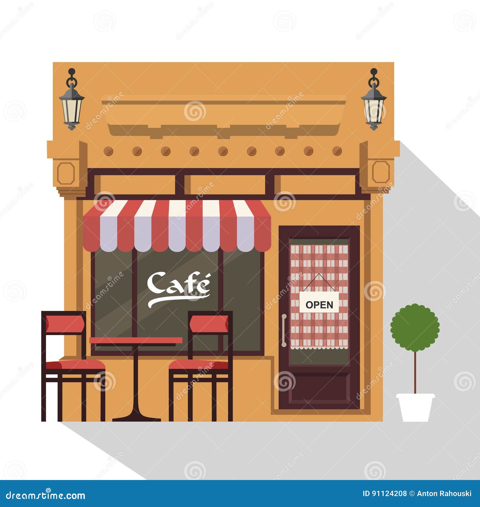 Illustration of Little Cute Retro Cafe Stock Illustration ...