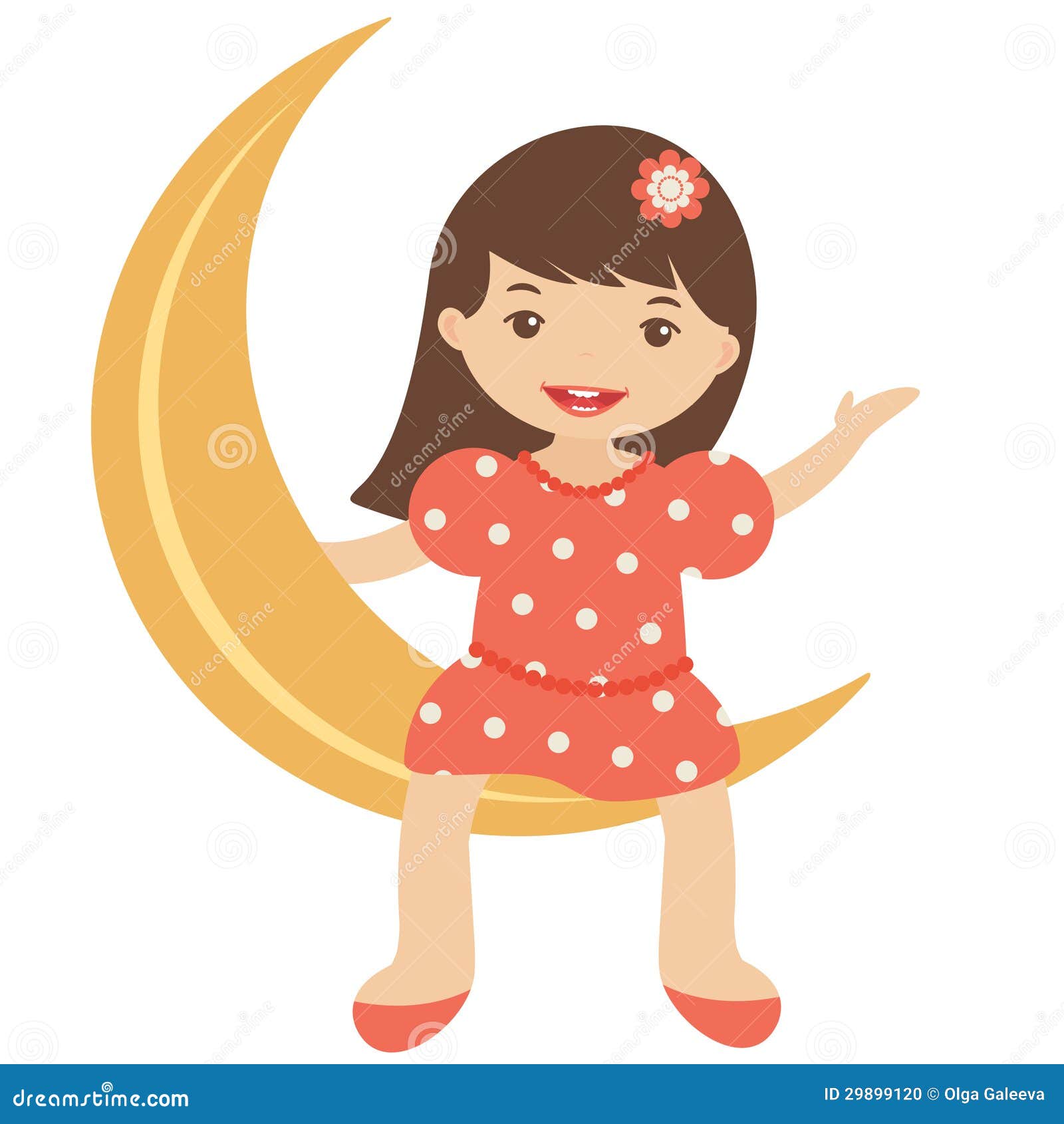 Little Girl Sitting on the Moon Stock Vector - Illustration of colorful ...
