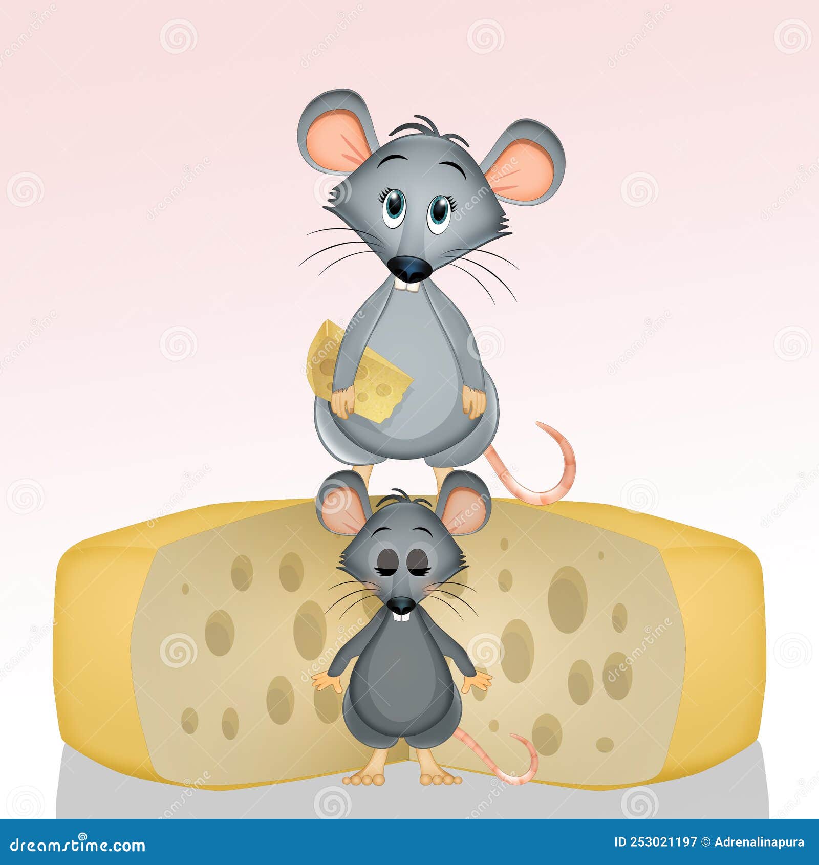 Illustration of Little Mice with Cheese Stock Illustration ...