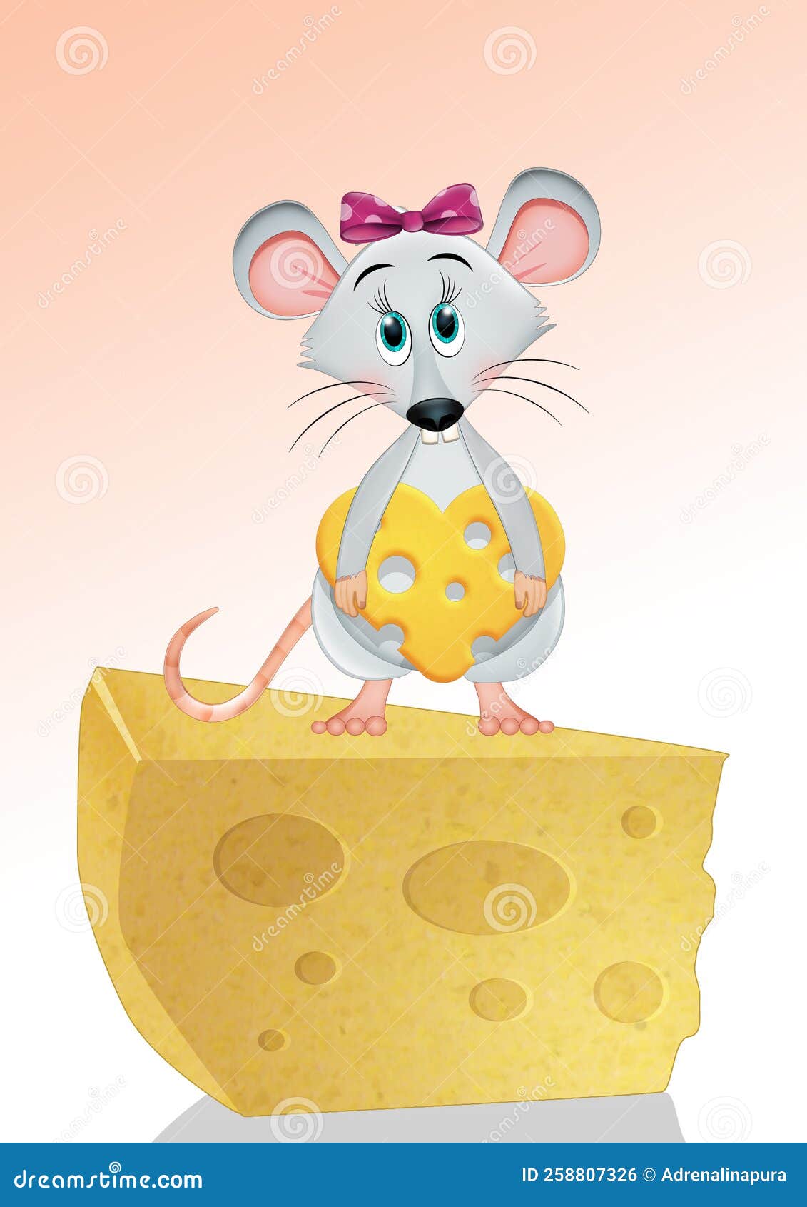 Illustration of Little Mice on the Slice of Cheese Stock Illustration ...