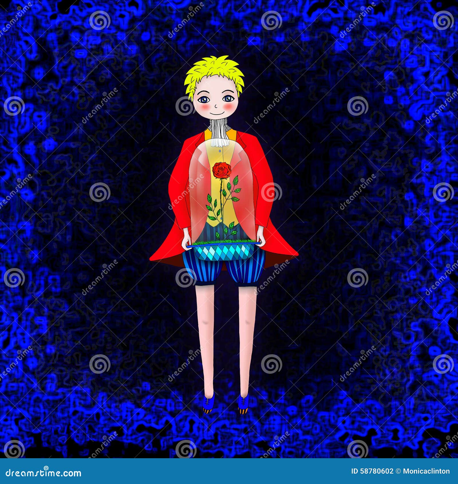 Illustration of Little Prince and His Rose Stock Illustration ...