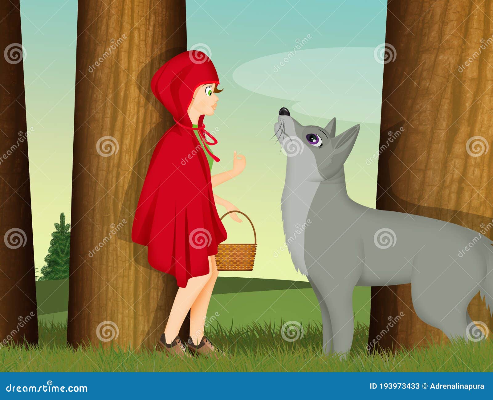 Little Red Riding Hood and the Wolf Stock Illustration - Illustration ...