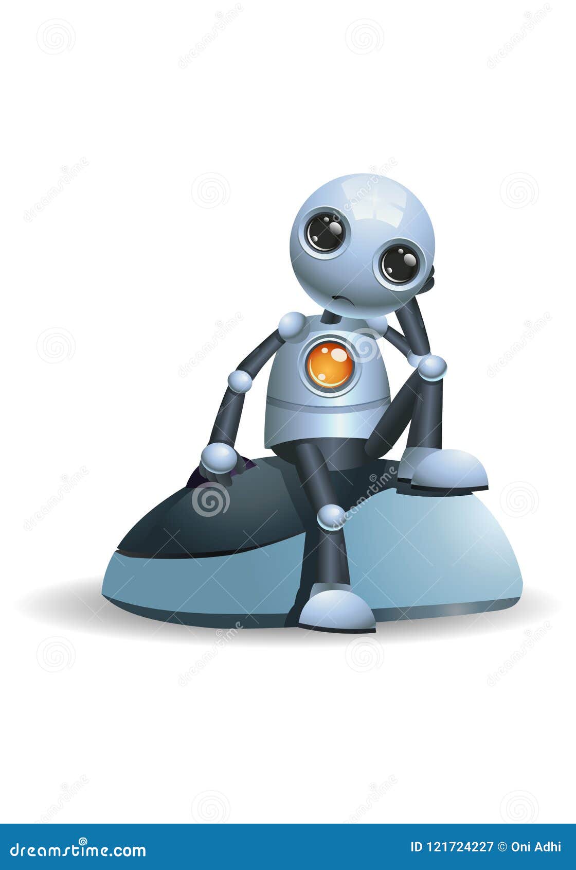 Little Robot Sit on Computer Mouse Stock Vector - Illustration of power ...