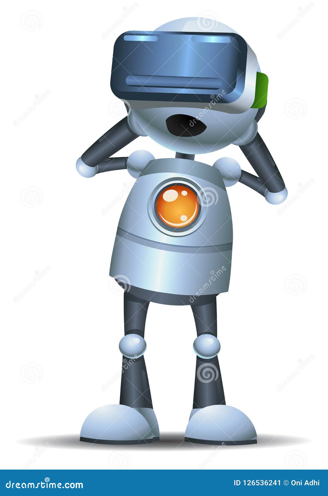 Little Robot Using New Technology Smart Virtual Reality Stock Vector ...