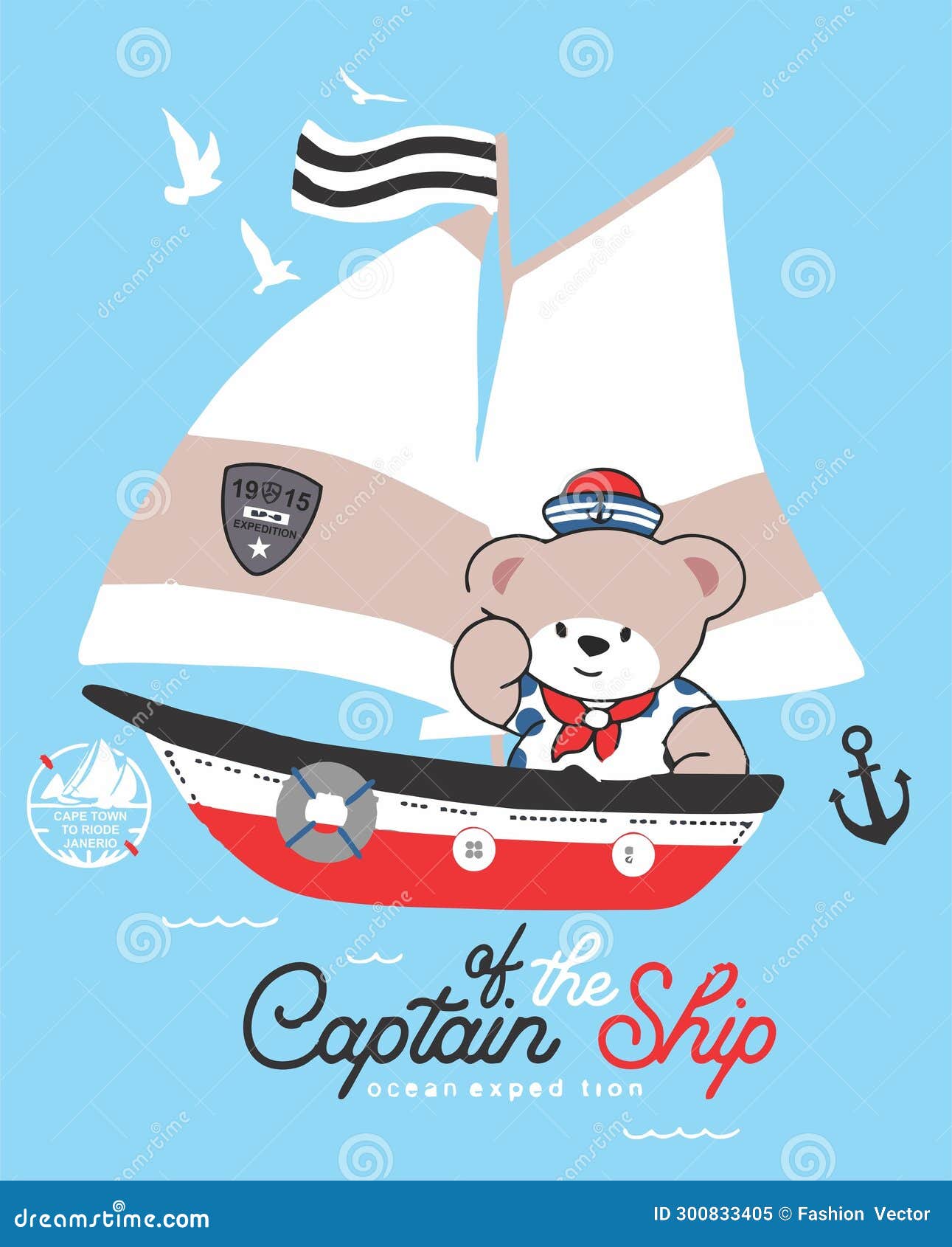 Little Ship, Boat, Flat Style Cartoon Seamless Pattern. Flat Cartoon ...