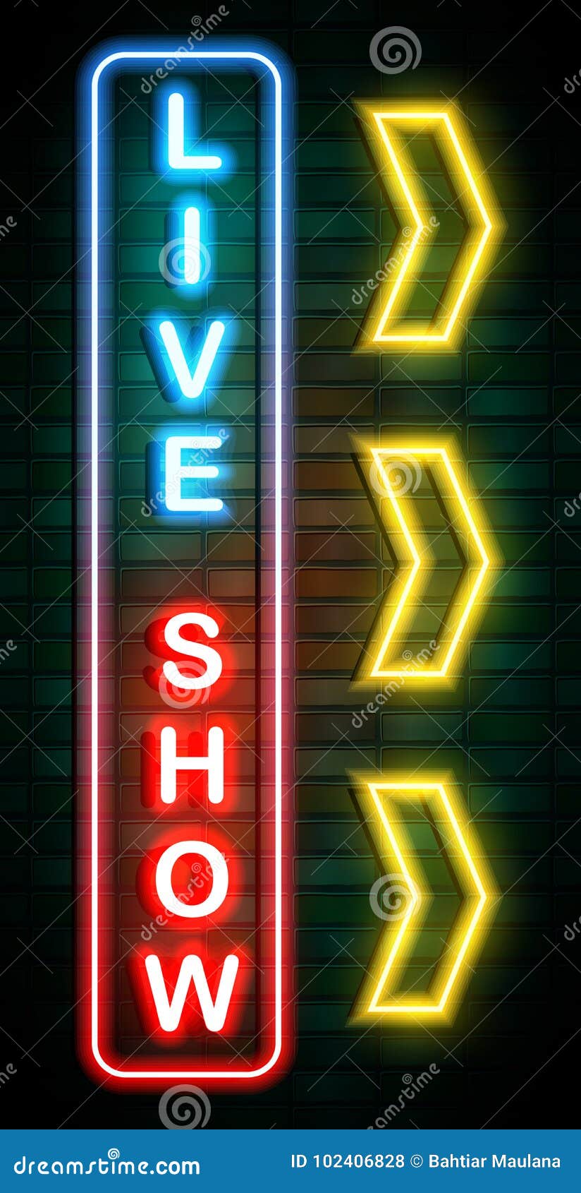 Live Show Neon Sign on Brick Wall Stock Vector - Illustration of casino ...