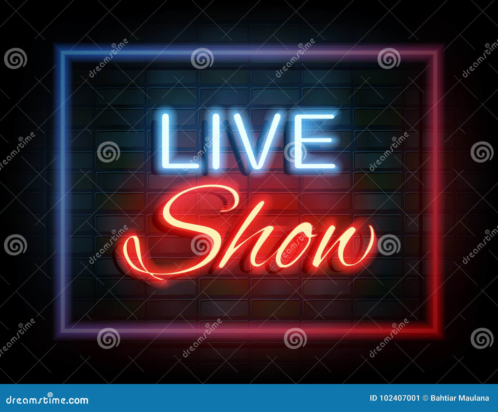 Live Show Neon Sign on Brick Wall Stock Vector - Illustration of circus ...