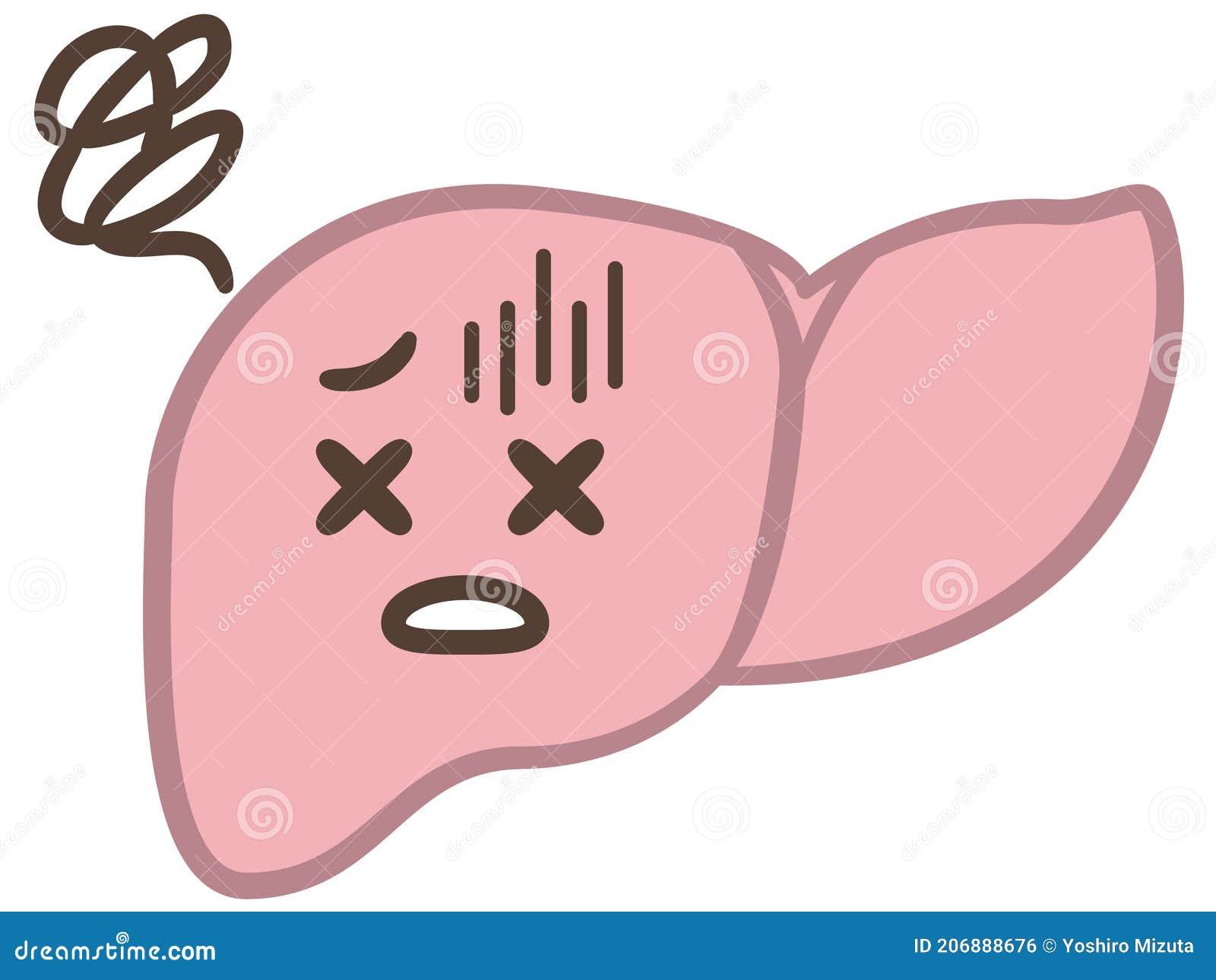 Illustration of the Liver with a Painful Expression Stock Vector ...