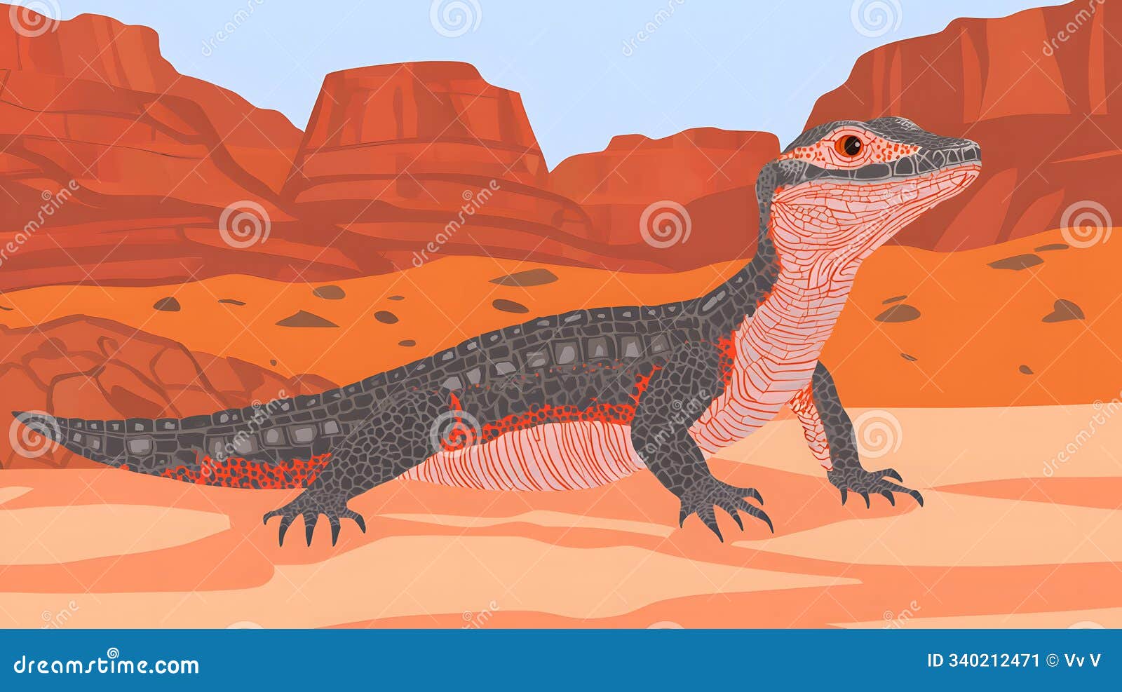 Illustration of a Lizard in a Desert Landscape. Stock Illustration ...