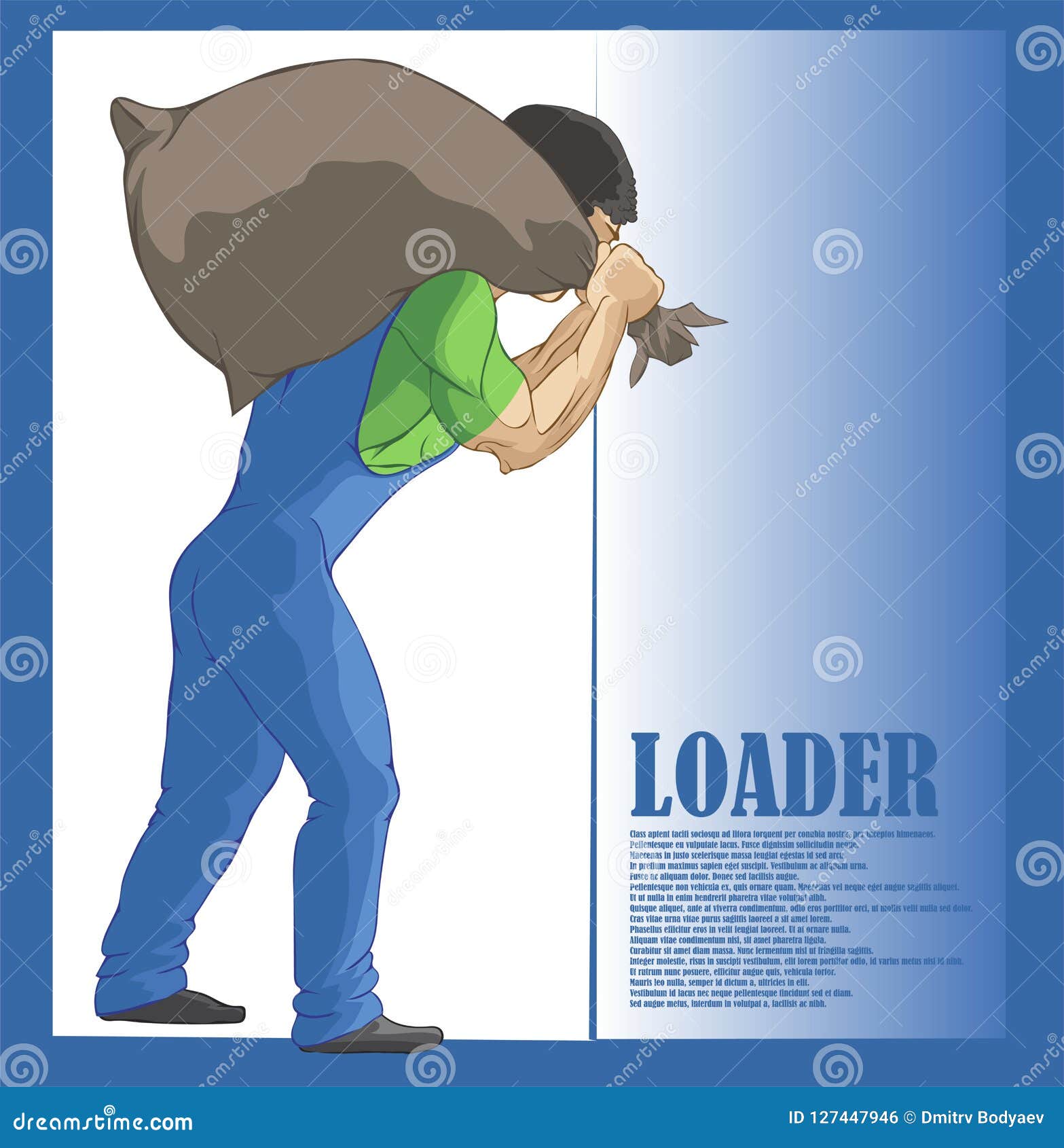 Illustration, a Loader Dragging a Heavy Bag Stock Illustration ...