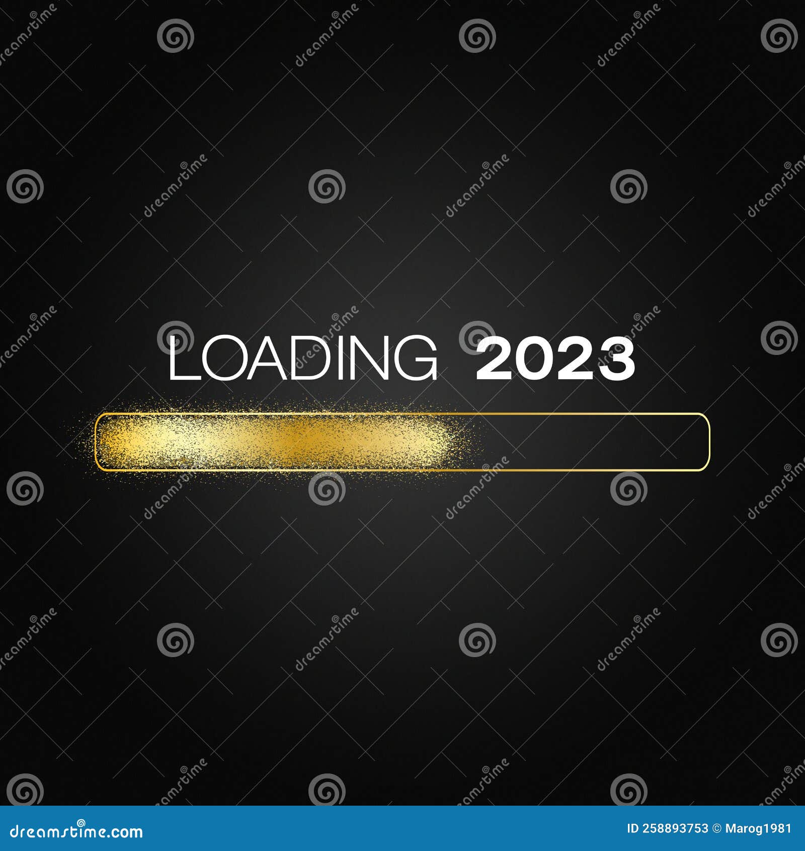 Illustration of a Loading Bar in Gold with the Message Loading 2023 ...
