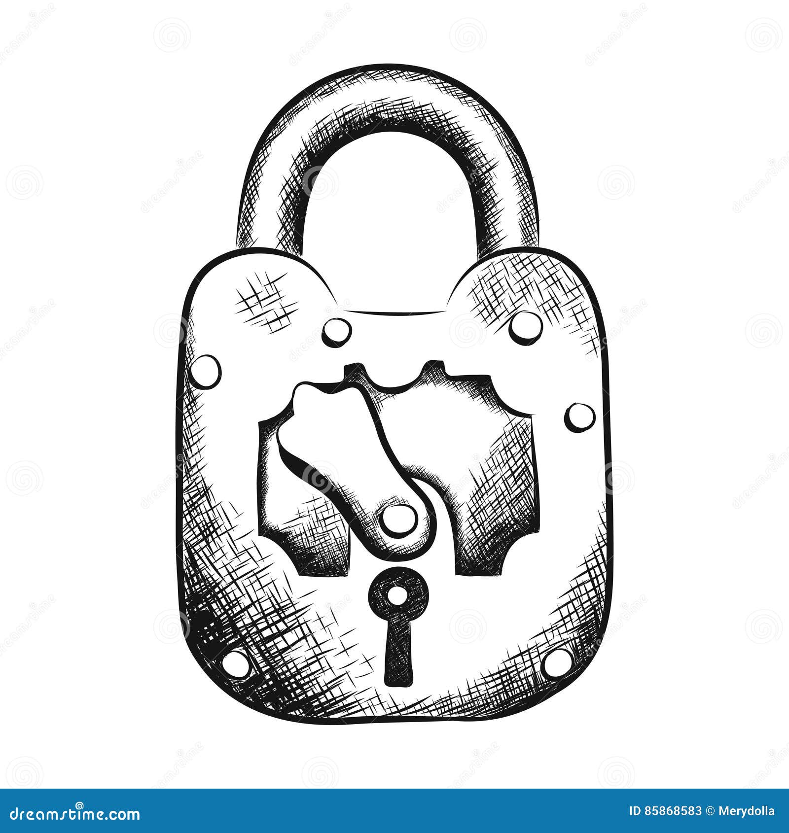 Illustration of a Lock Drawn in Sketch Technique Stock Illustration ...