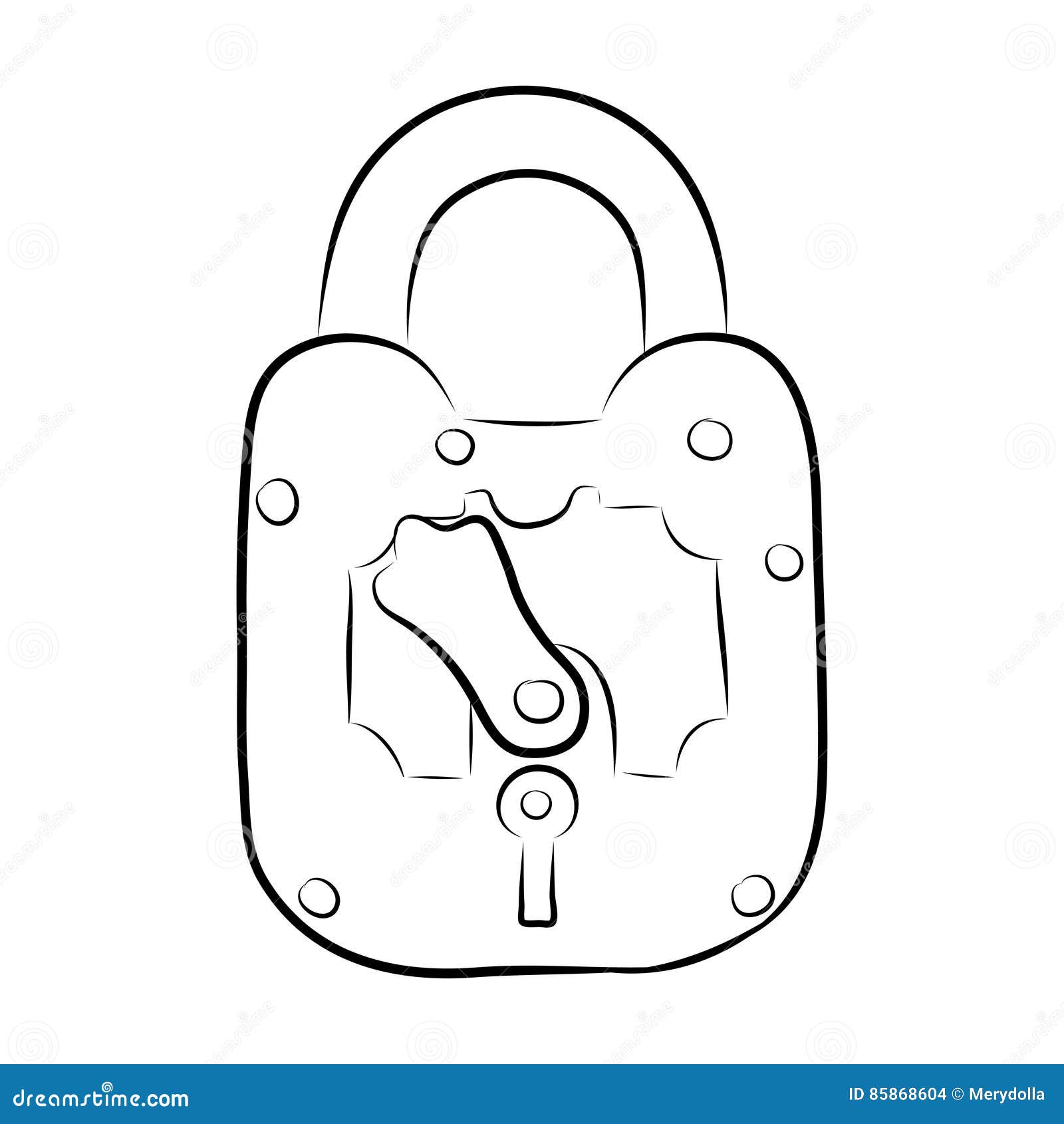 Illustration of a Lock Drawn in Sketch Technique Stock Illustration ...