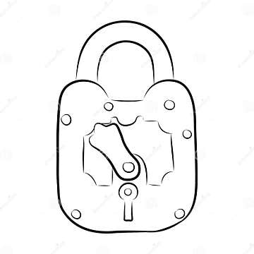 Illustration of a Lock Drawn in Sketch Technique Stock Illustration ...