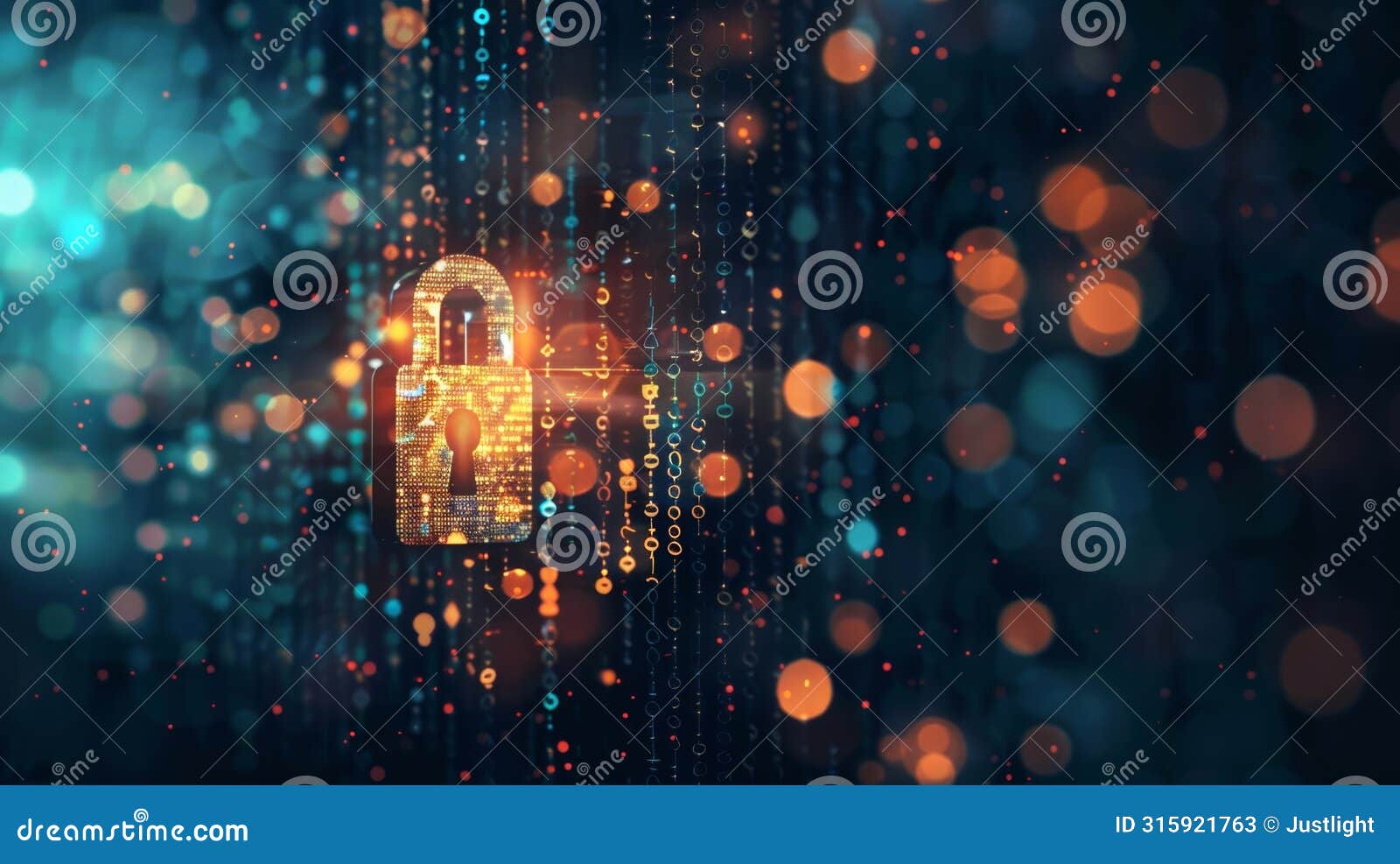 An Illustration of a Lock with a Keyhole Made Up of Bits and Bytes ...