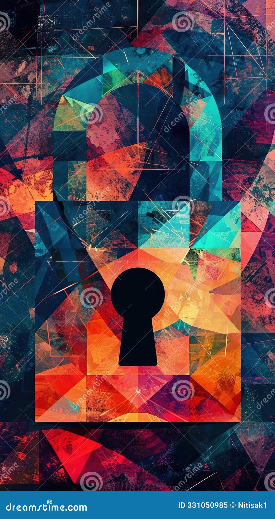 Illustration of a Lock Symbolizing Risk Management with Colorful ...