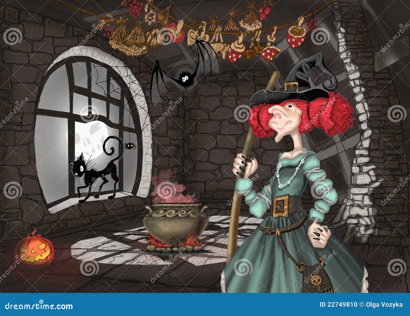 Illustration with a Lock and a Witch Stock Illustration - Illustration ...