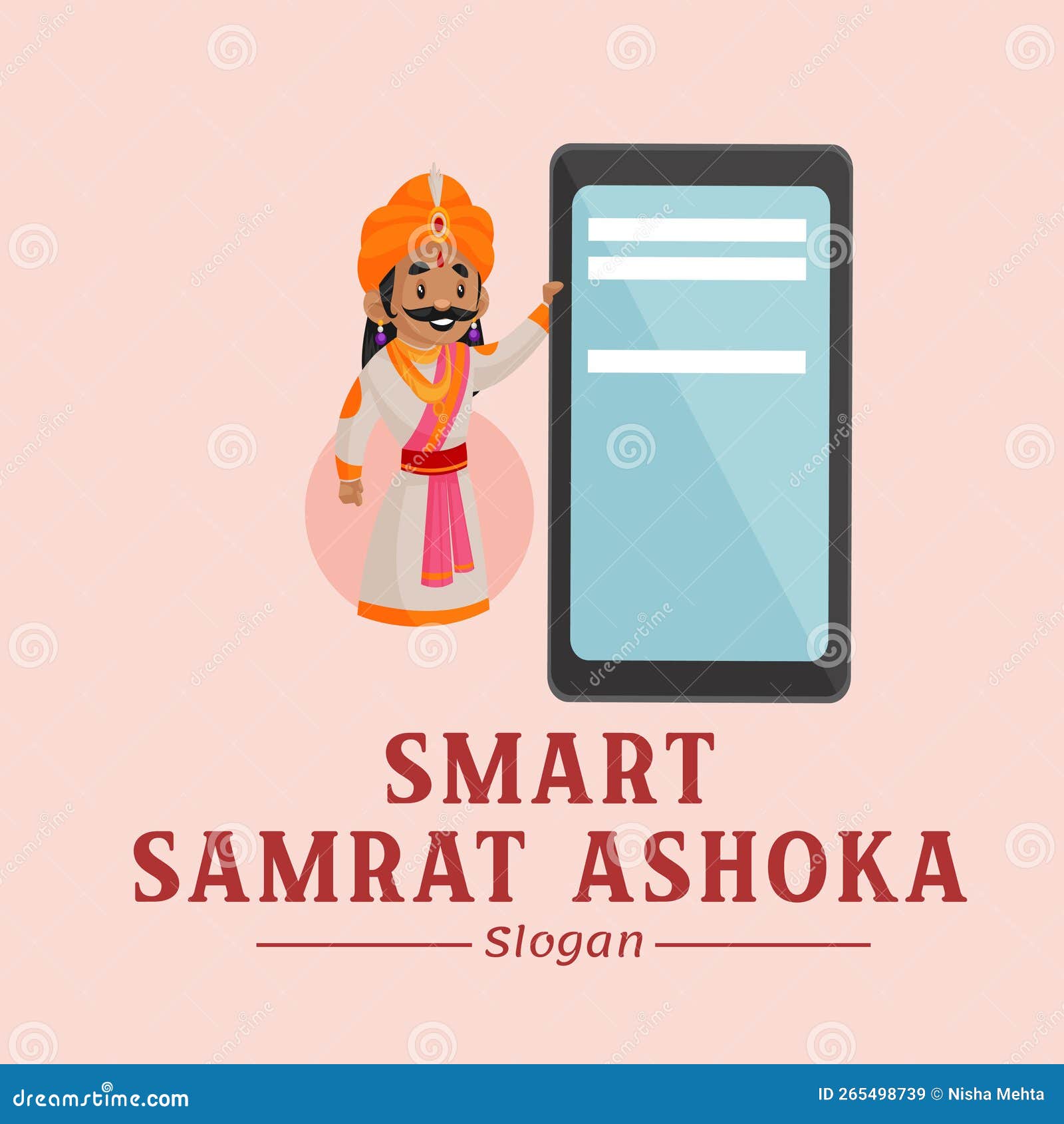 Smart Samrat Ashoka Vector Mascot Logo Stock Vector - Illustration of ...