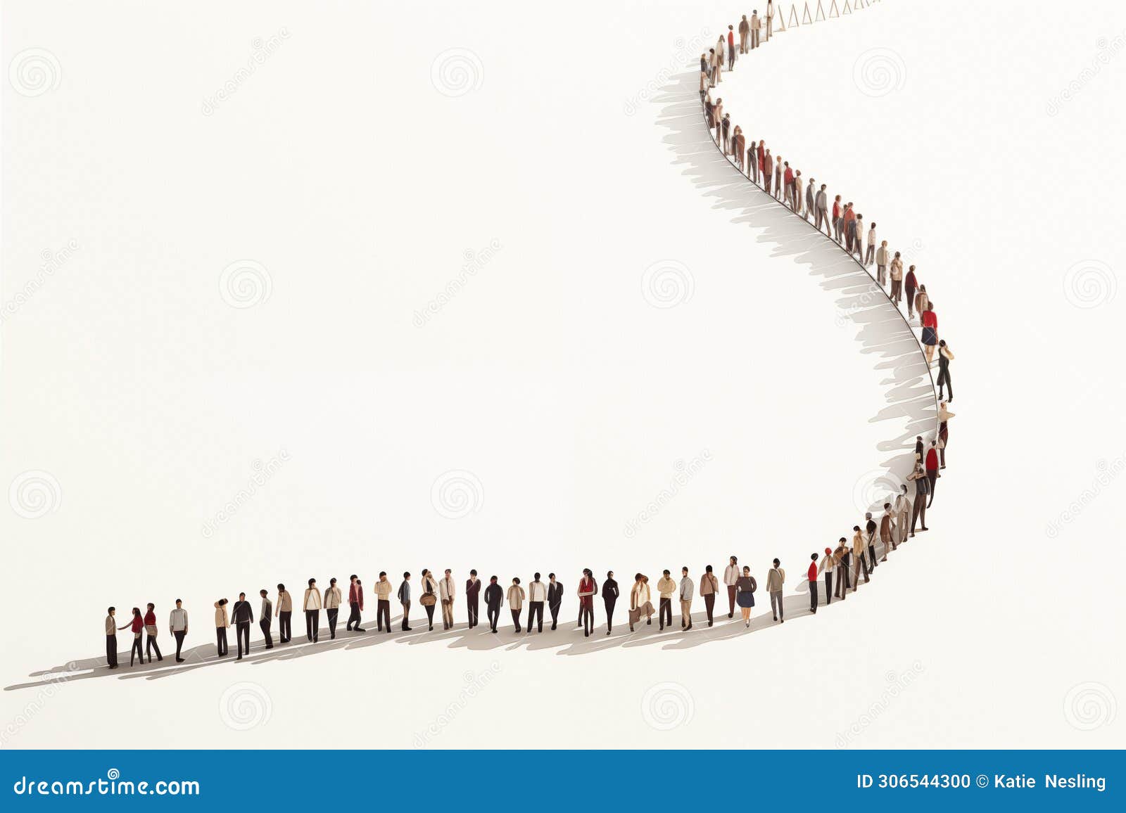 Illustration of Long Queue of People Waiting in Line Against White ...