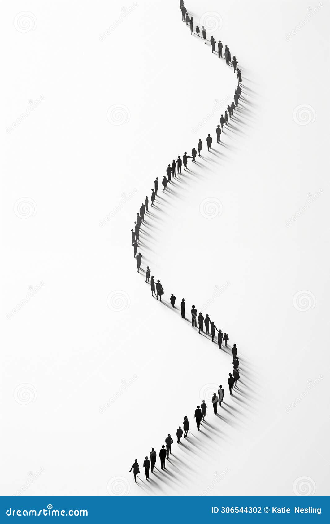Illustration of Long Queue of People Waiting in Line Against White ...