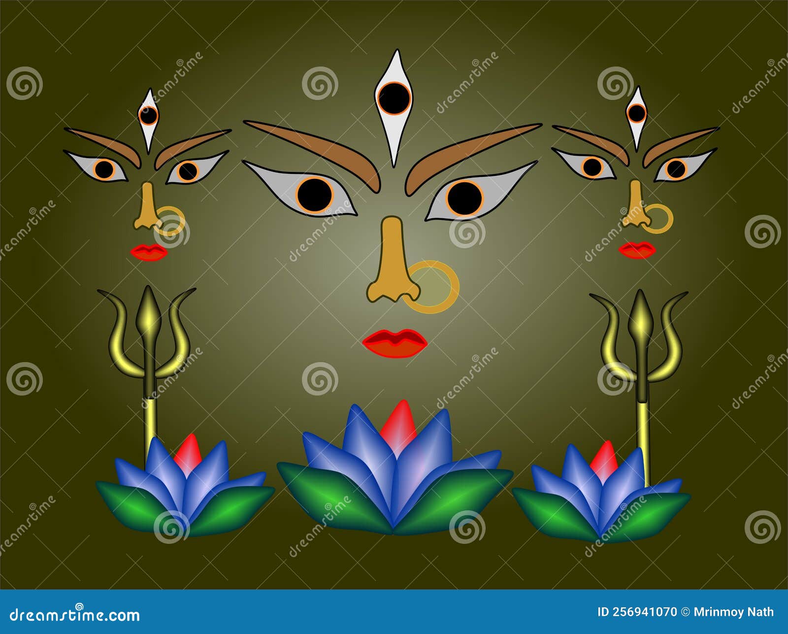 That is the Illustration of Lord Devi Durga Face Behind the Lotus ...