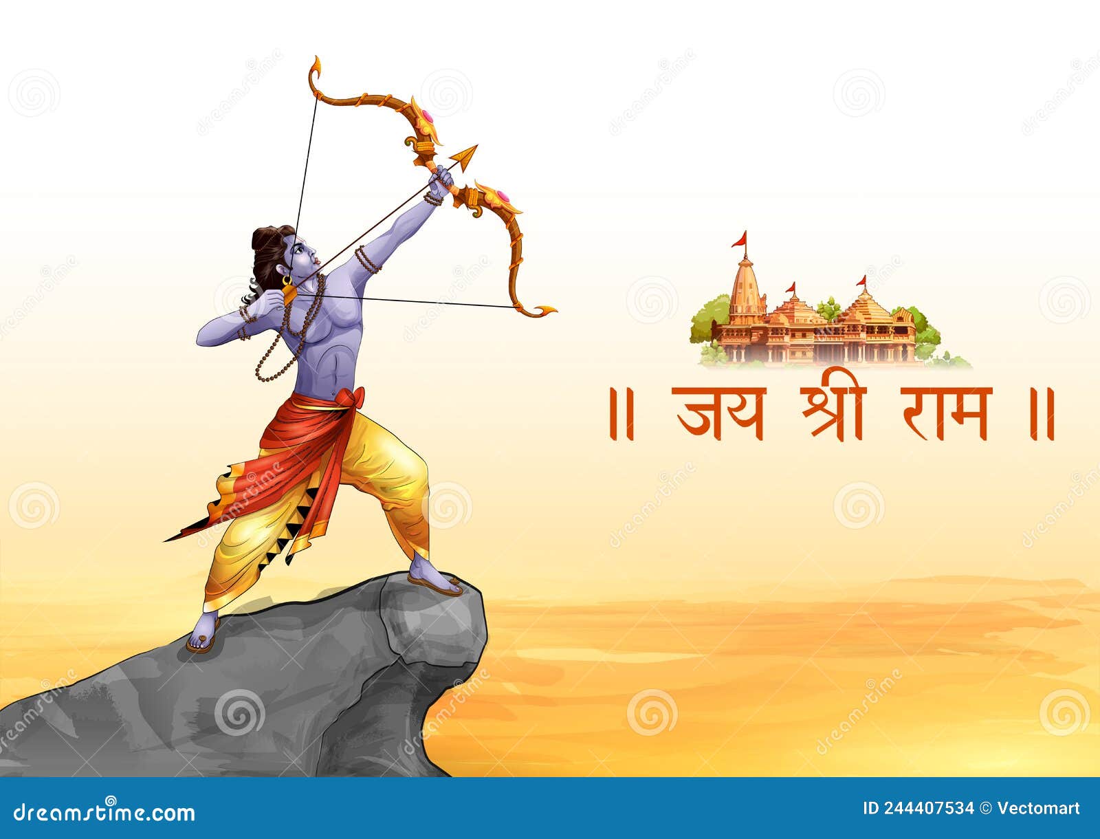 Lord Rama With Bow Arrow For Shree Ram Navami Celebration Background