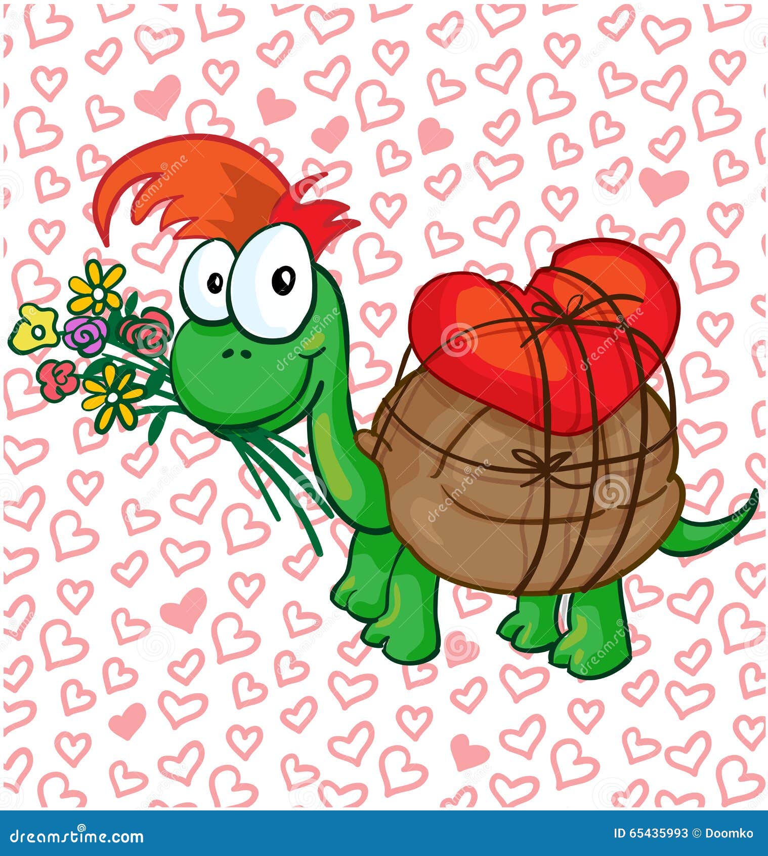 Illustration of a in Love Cartoon Turtle Stock Vector - Illustration of ...
