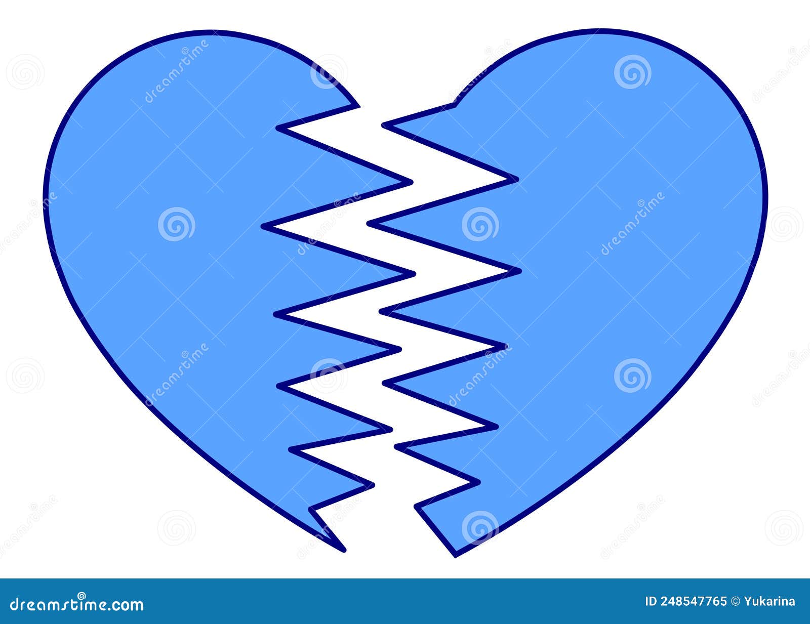 A big broken blue heart stock illustration. Illustration of symbol ...