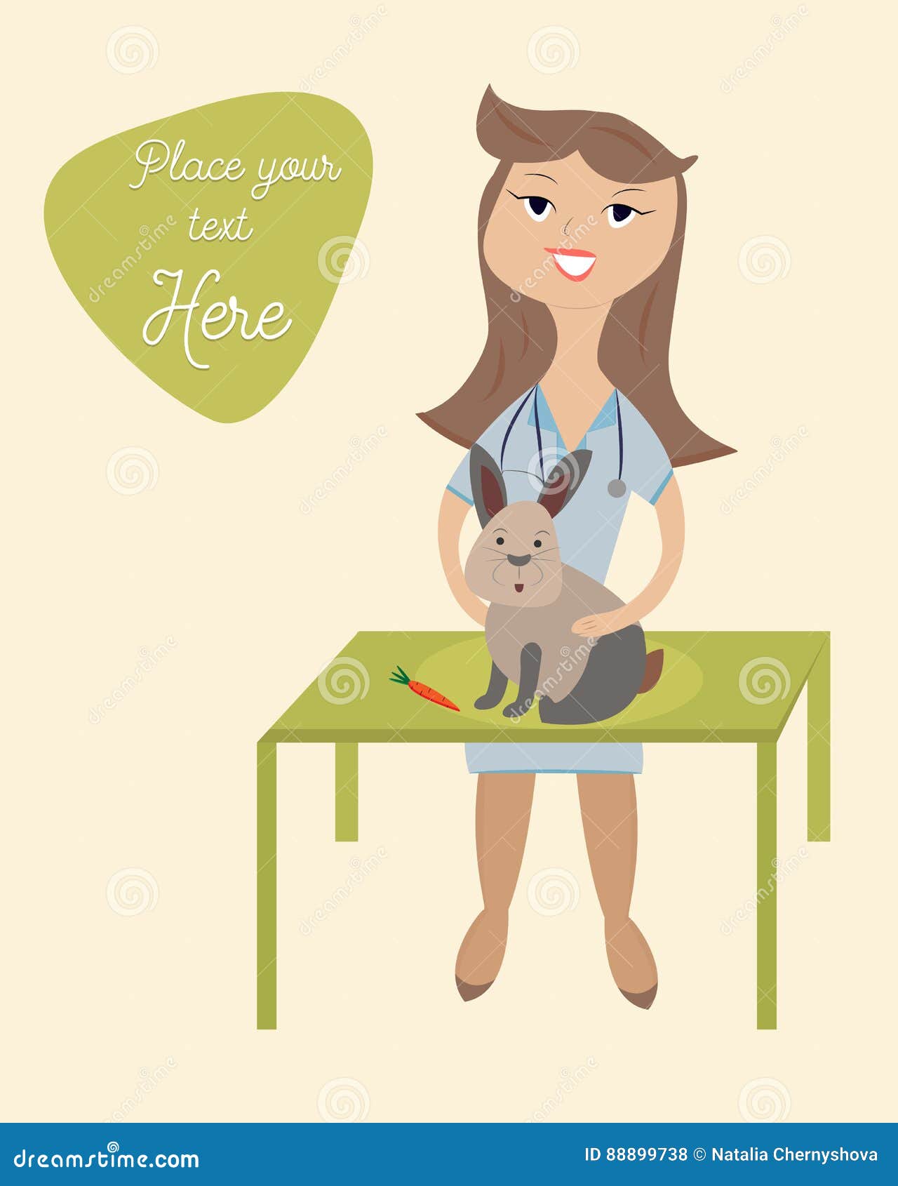 Illustration of the Lovely Veterinarian with Rabbit Stock Vector ...