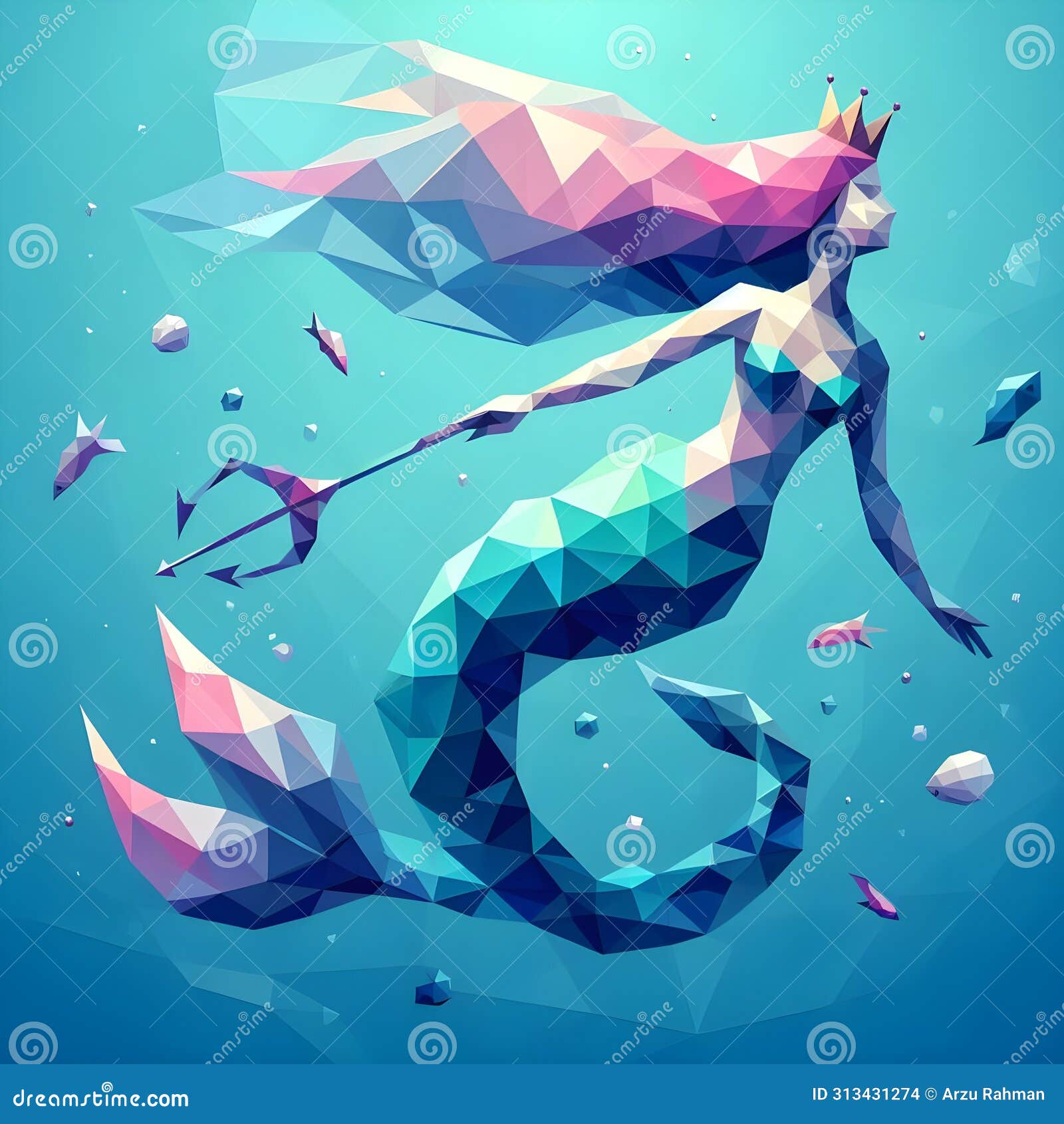 Low Poly Mermaid Triangle Myth Creature Stock Illustration ...