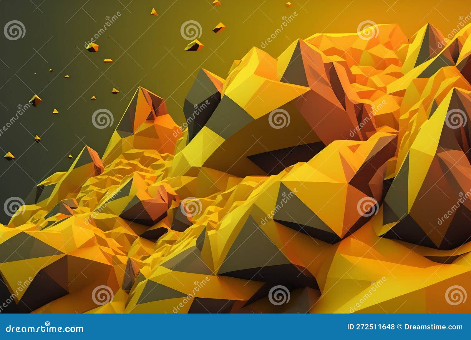 Low Poly Yellow Pattern, Digital Illustration Painting, Abstract ...