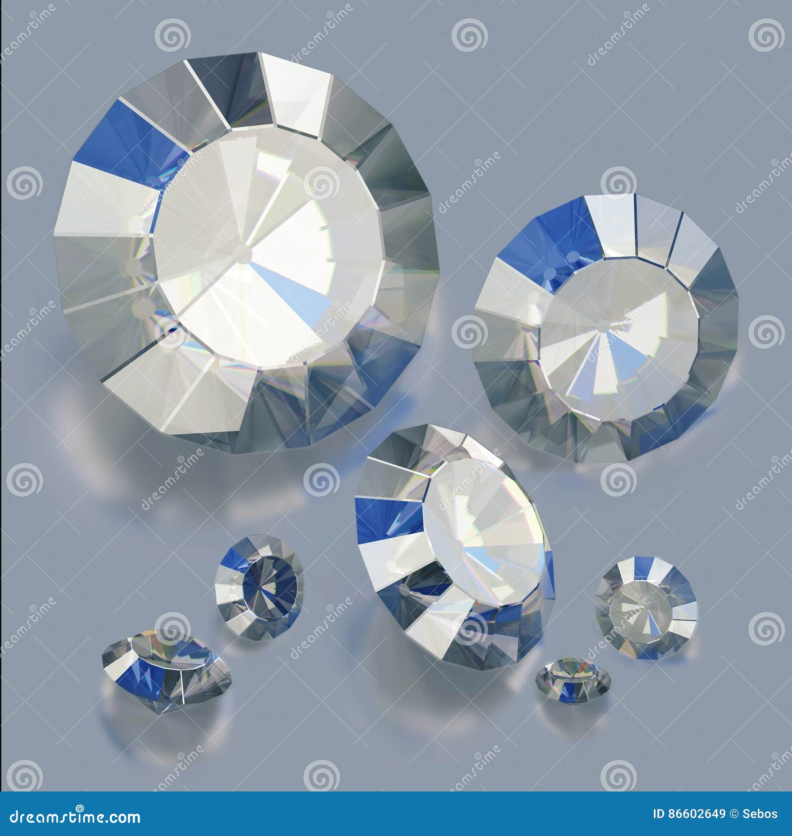 Illustration of Luxury Diamonds on Blue Backgrounds. Shiny Crystals ...