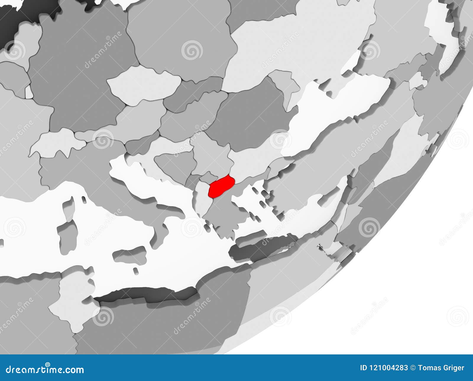 Macedonia in Red on Grey Map Stock Illustration - Illustration of ...