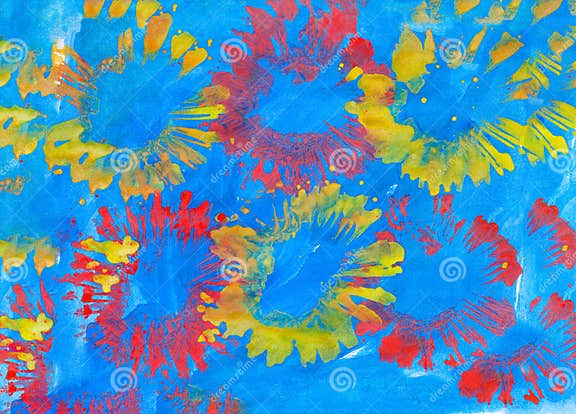 Illustration Made by Child of Firework on Blue Background Stock ...
