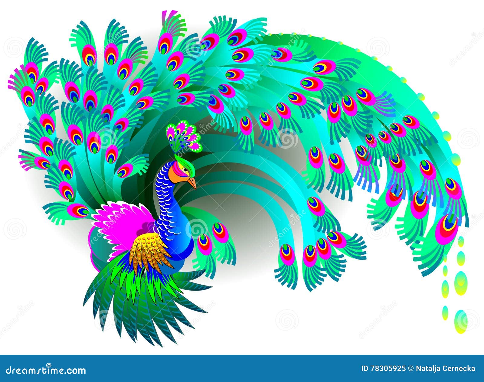 Illustration of Magic Blue Peacock. Stock Vector - Illustration of ...