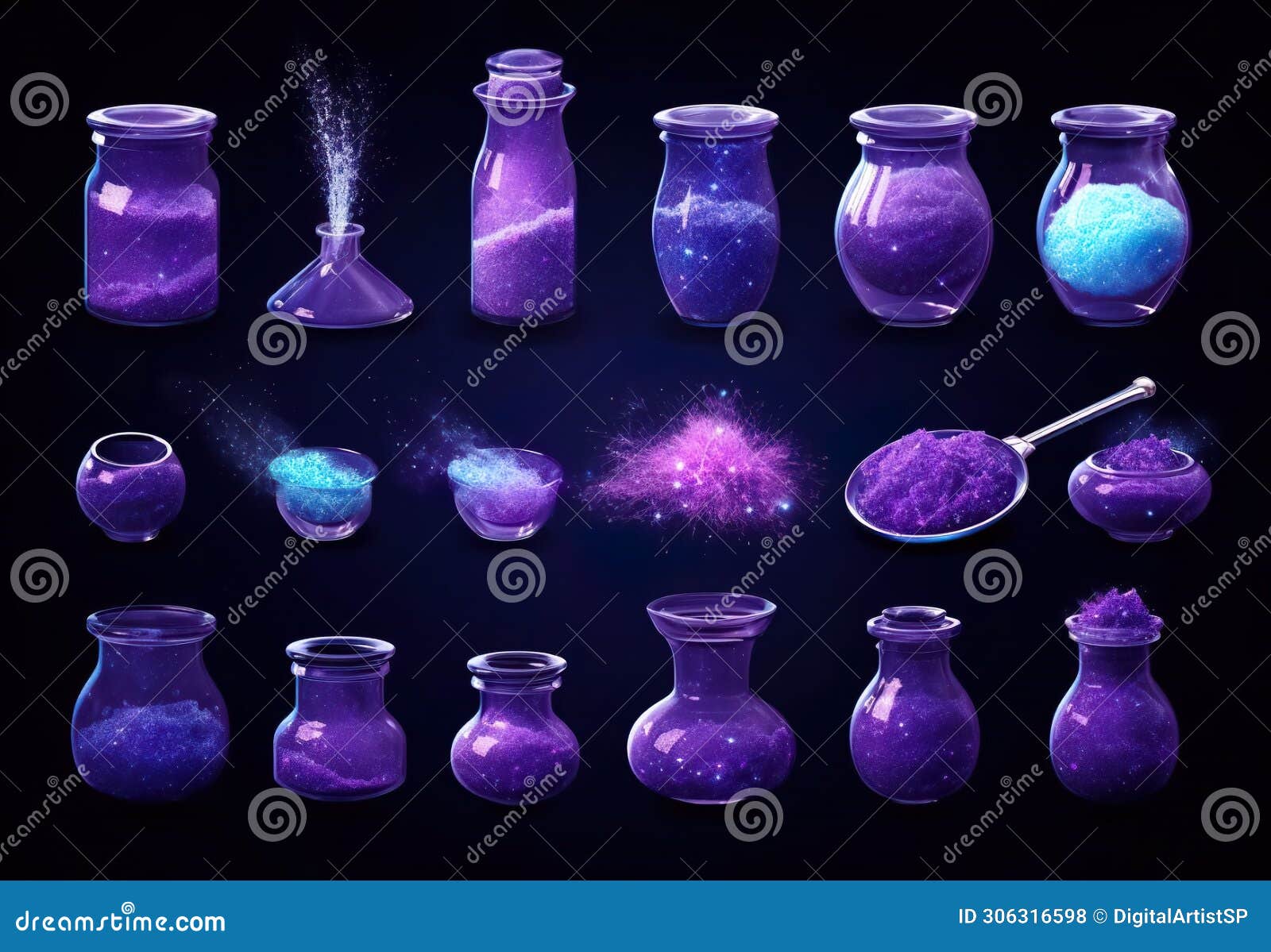 Illustration with Magic Dust Set Stock Illustration - Illustration of ...