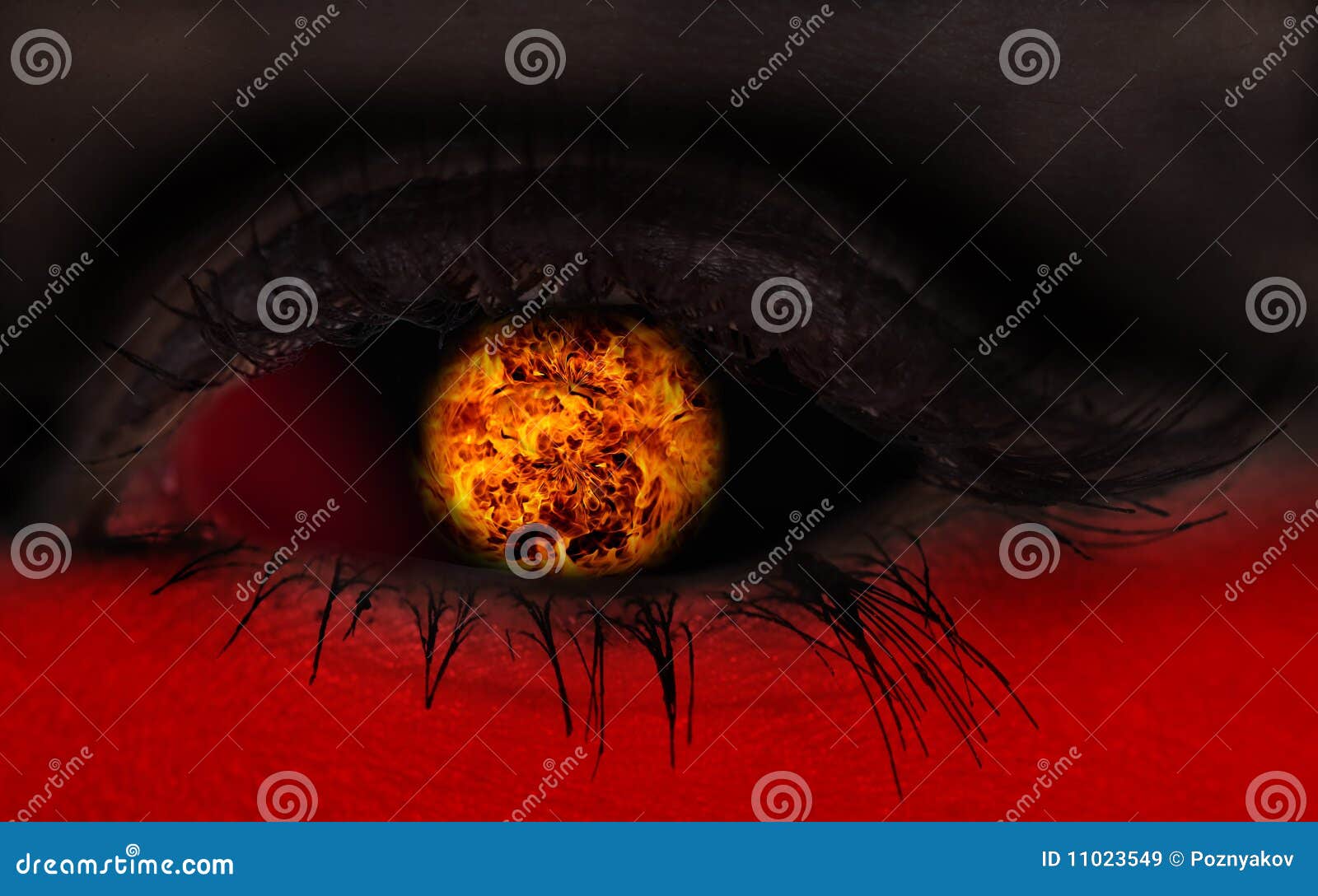 Illustration of Magic Eye with Fire Ball. Stock Image - Image of fair ...