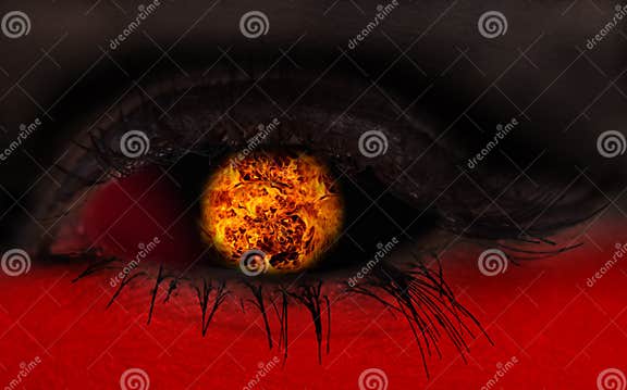 Illustration of Magic Eye with Fire Ball. Stock Image - Image of fair ...