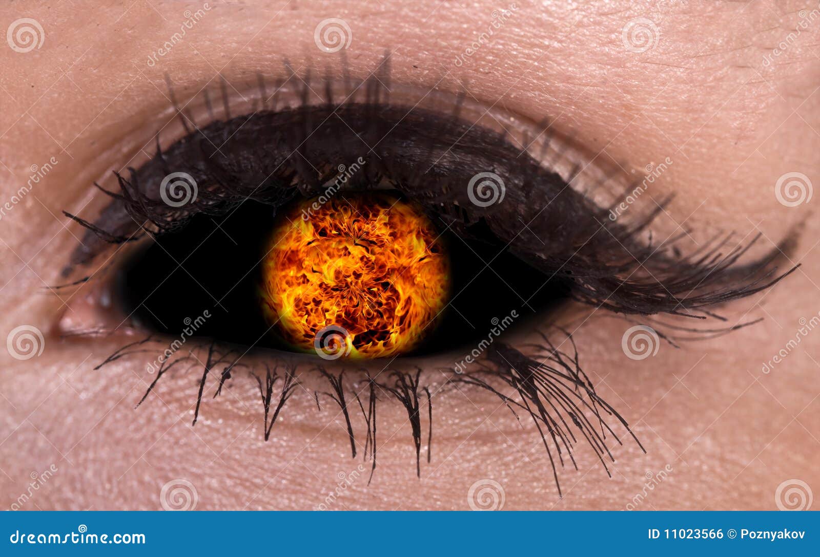 Illustration of Magic Eye with Fire Ball. Stock Photo - Image of black ...