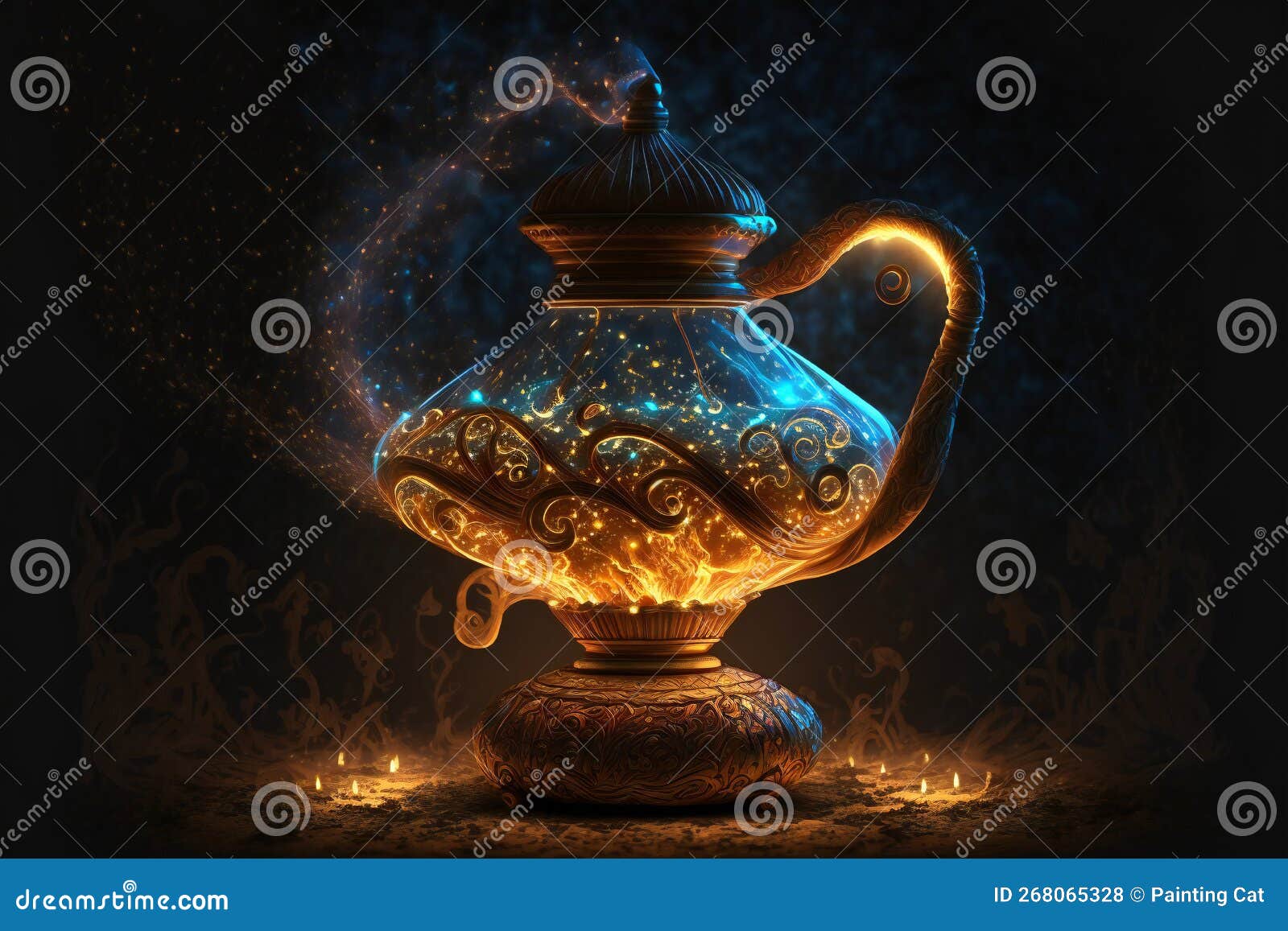 A Magic Lamp, Creative Digital Illustration Painting Stock Illustration ...