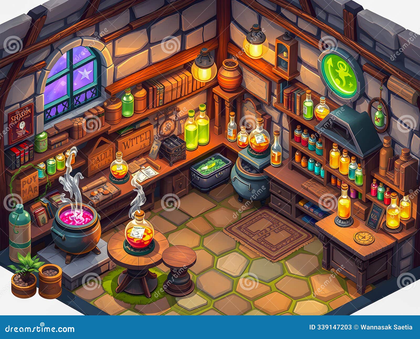 Illustration of Magic Potion in a Witch S Room. 3d Rendering Stock ...