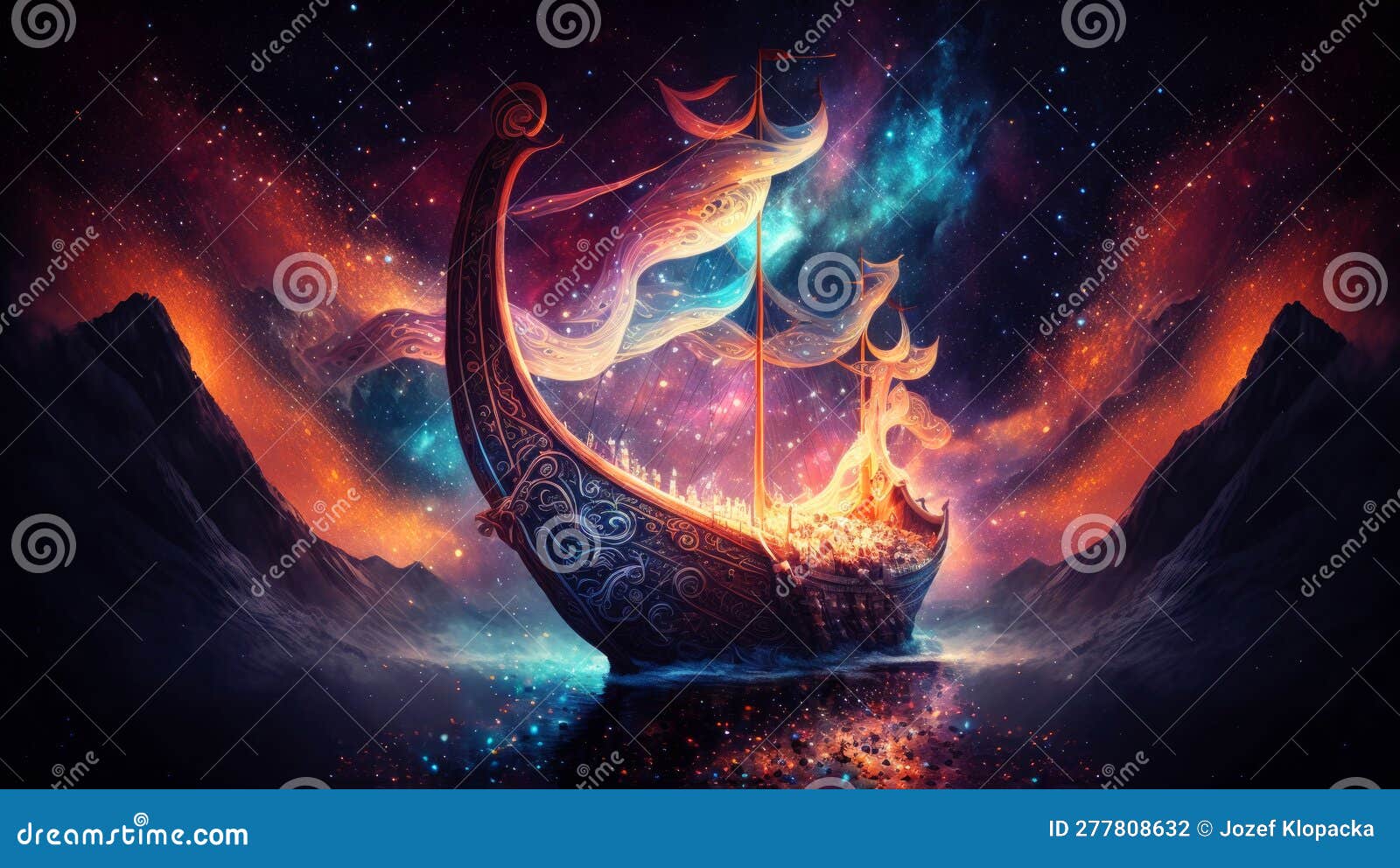 Illustration Magic Ship. Generative Ai. Stock Illustration ...