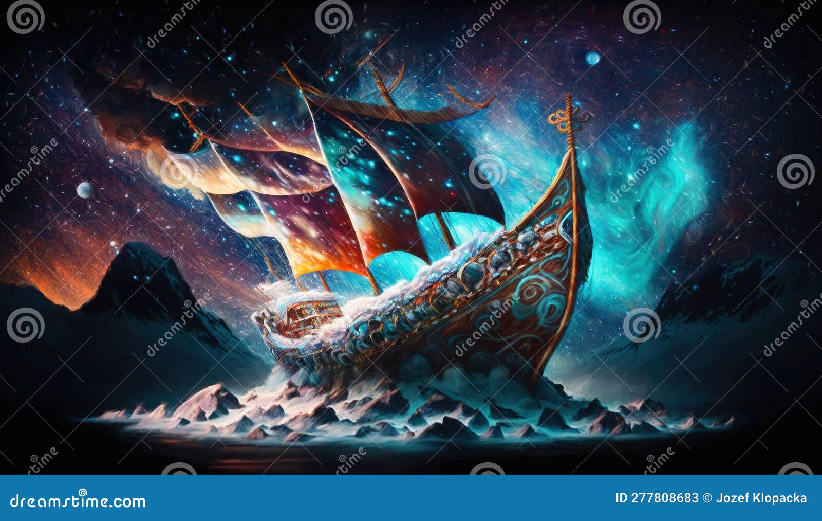 Illustration Magic Ship. Generative Ai. Stock Illustration ...