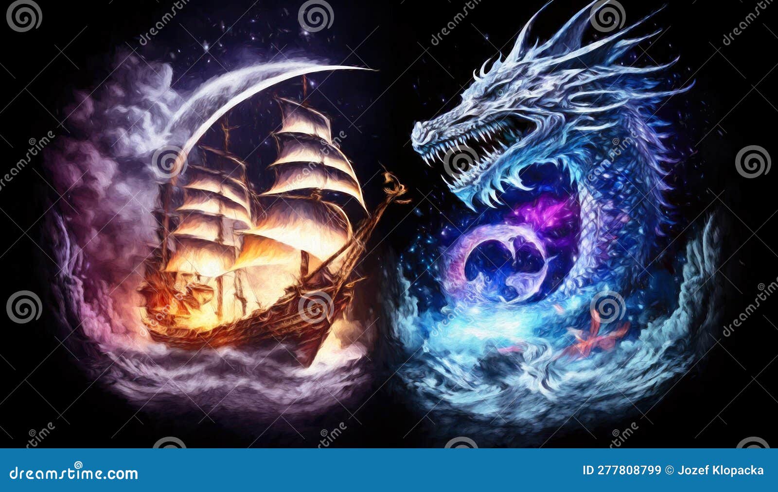 Illustration Magic Ship. Generative Ai. Stock Illustration ...
